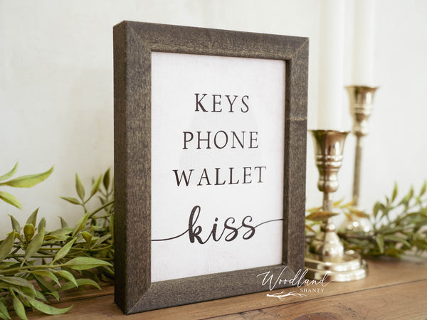 Keys Phone Wallet Kiss Mini Sign - Woodland Shanty